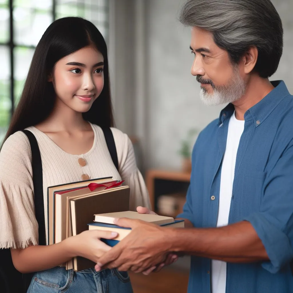 a man is handing over books to... | Video by StationaryWhale